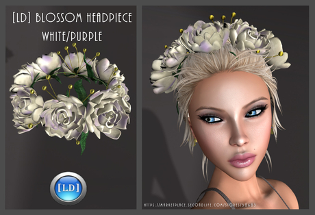 Second Life Marketplace - [LD] Blossom Headpiece (white_purple)